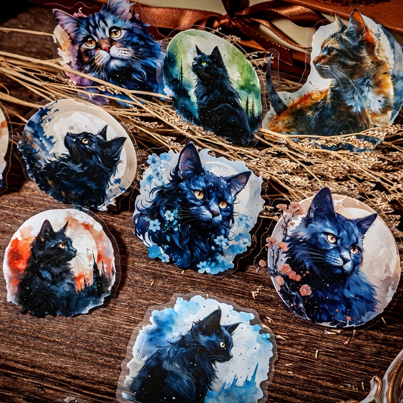 Bag Stickers Black Cat Series Handmade Diy Scrapbook - Temu Ireland