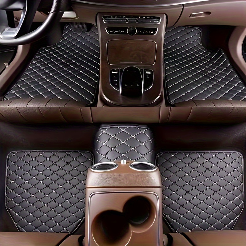5pcs of PU leather car floor mats universal waterproof dirt resistant easy to clean front and rear seat mats high end car floor mats car interior accessories