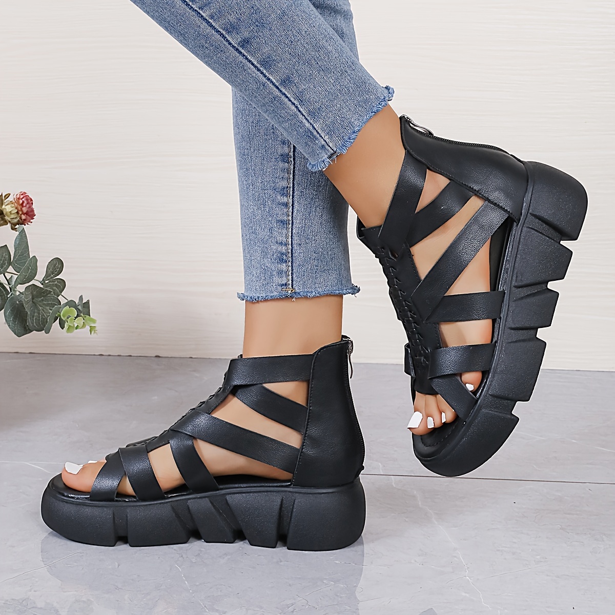 Summer Platform Sandals Women s Comfortable Black Back - Temu