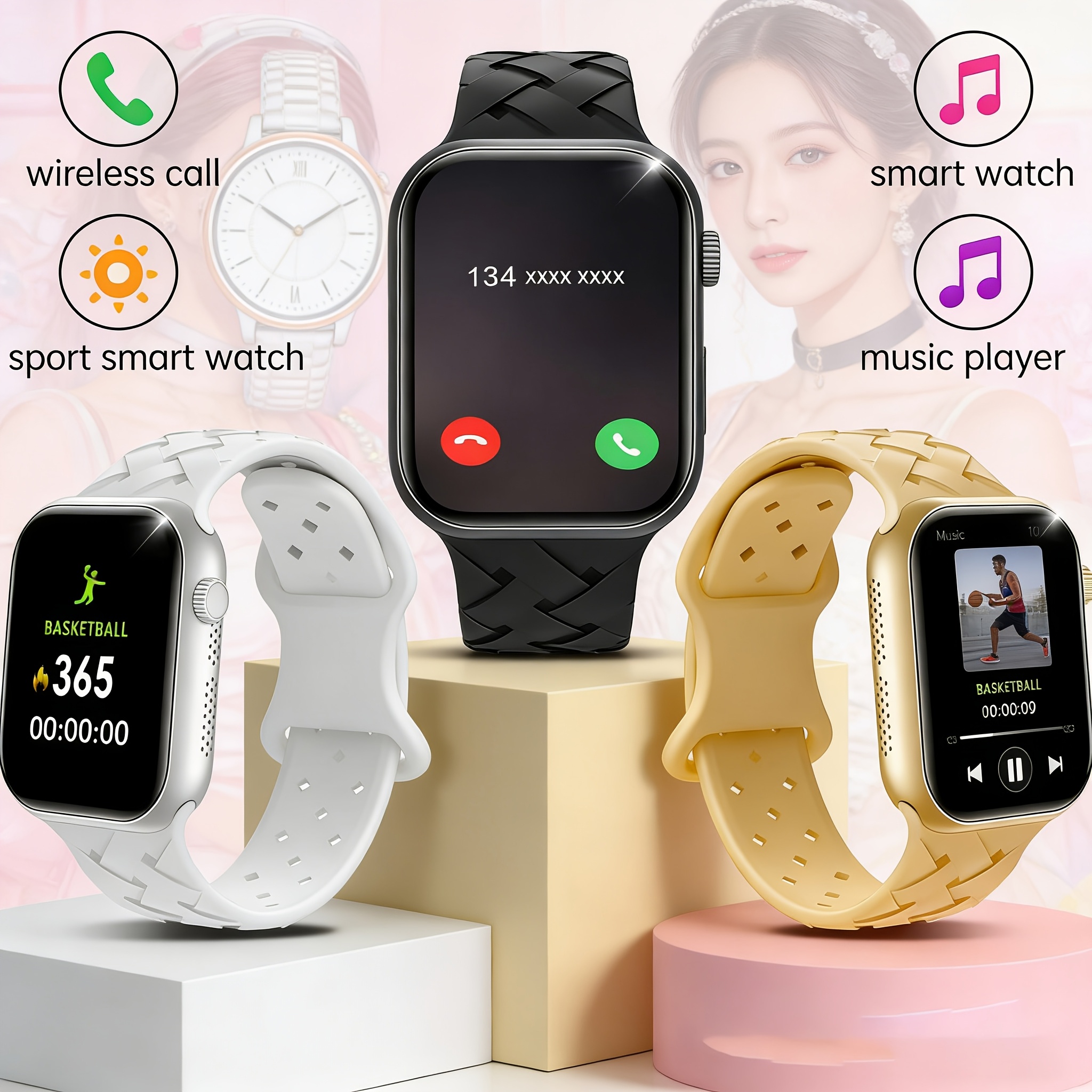 smartwatch with led flashlight sold on Temu United States