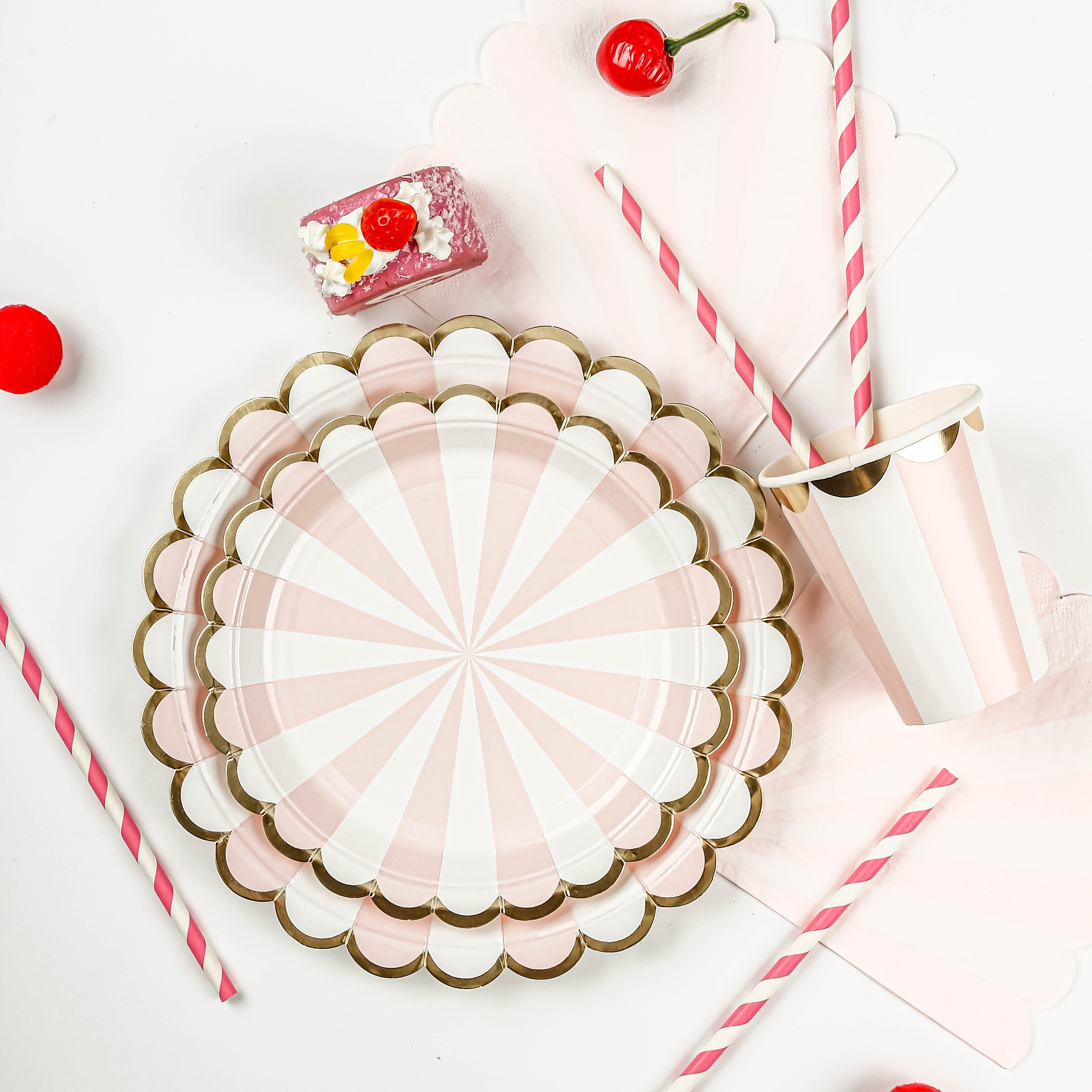 Value Pack Disposable Golden Foil Striped Paper Plate - Temu United Kingdom