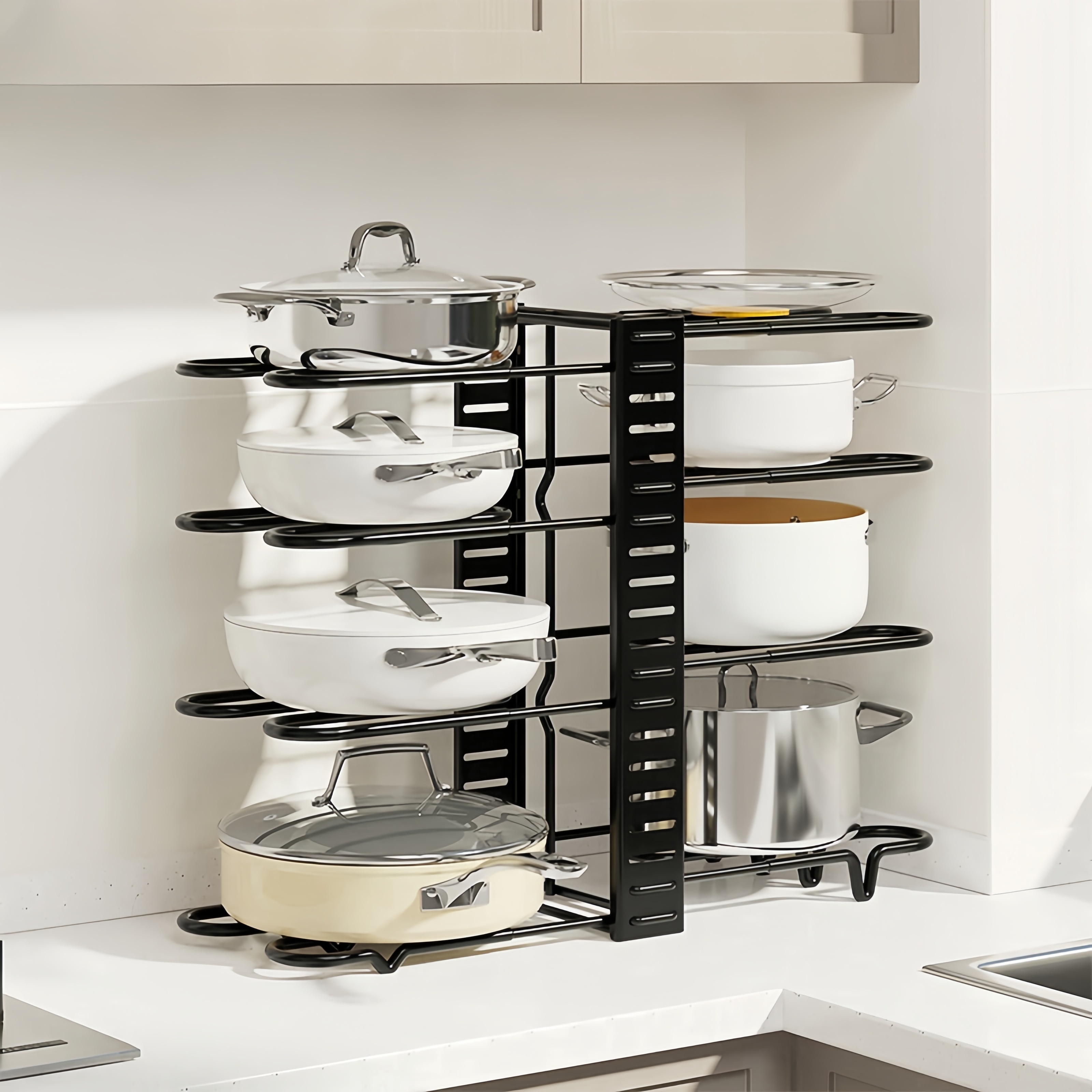 Heavy-duty Under Cabinet Pot & Pan Organizer With Adjustable Layers ...