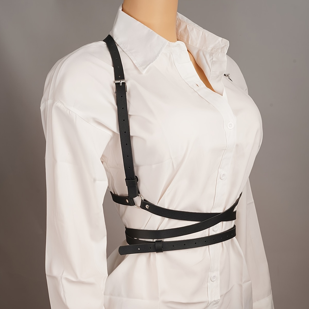 Rivet Pu Leather Chest Belt Black Harness Waistband Goth - Temu Norway