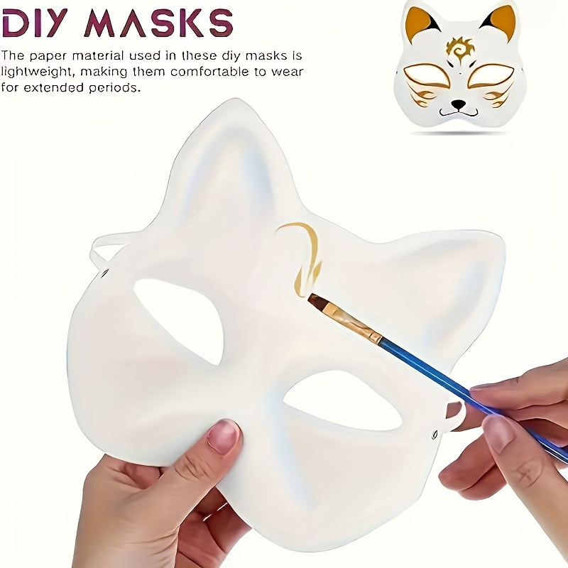 Hand Painted Crafts Toyvian DIY Fox & Cat Masks - 6 Blank Paper Mache ...