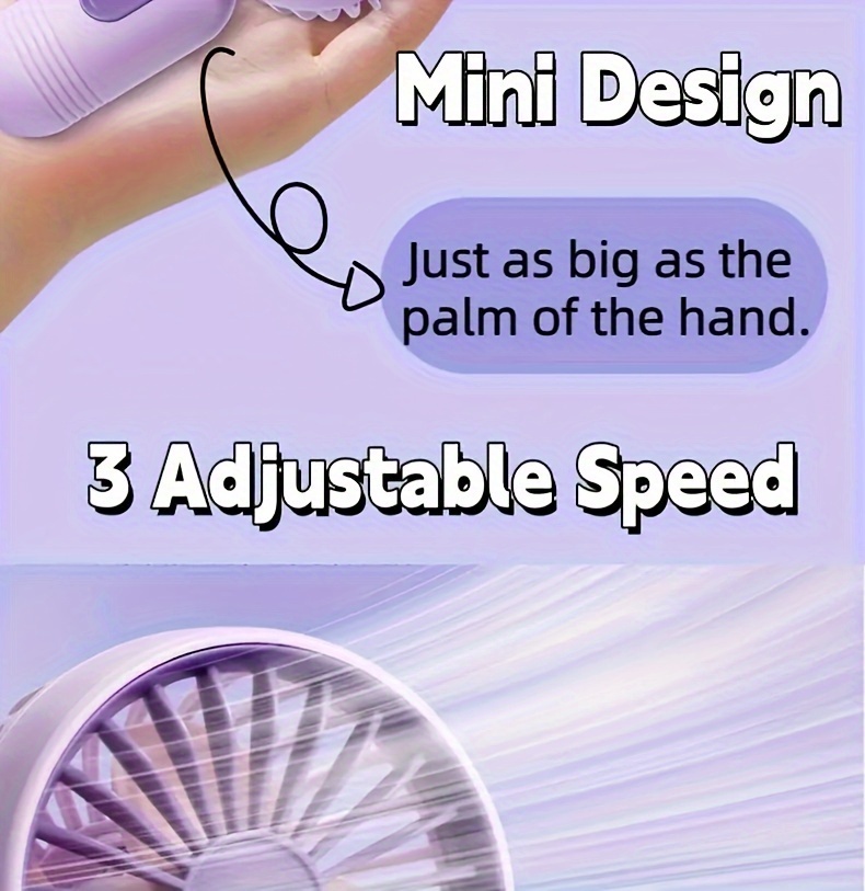 Compact Handheld Usb Rechargeable Fan 3 Adjustable Speeds - Temu