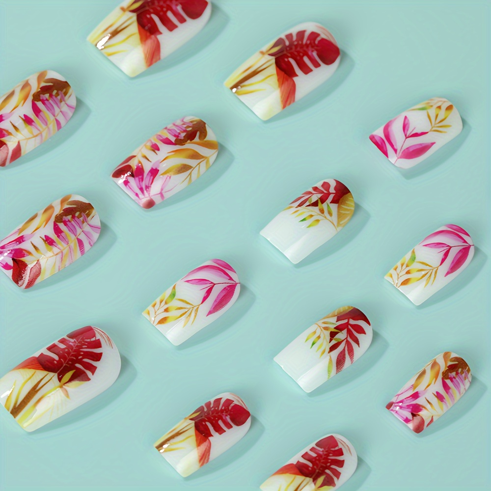 chic square press nails glossy medium length mixed - Temu