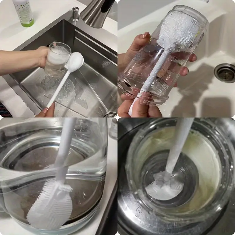 병솔 긴 손잡이가 달린 병 세척 브러시 좁은 입 컨테이너 진공 스포츠 병 텀블러 플라스크 및 유리 제품 세척에 적합
