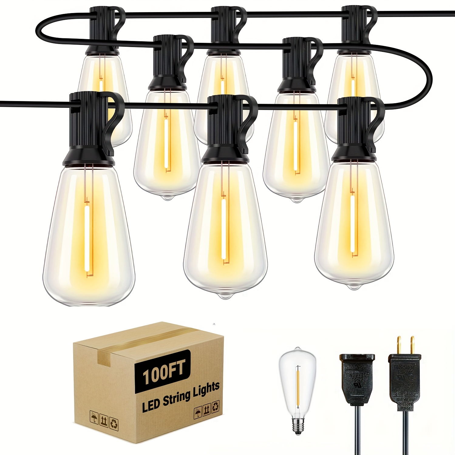 string lights outdoor sold on Temu United States