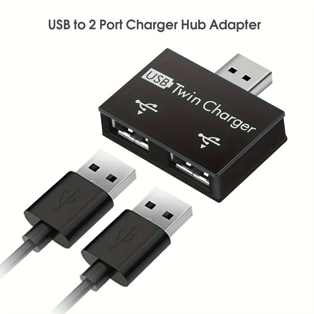 Usb Twin Charger Hub For Laptop, 2-in-1 Usb 2.0 Splitter, Usb Male To ...