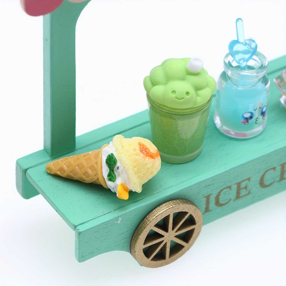 Miniature Wooden Ice Cream Cart Set Dollhouses Perfect - Temu