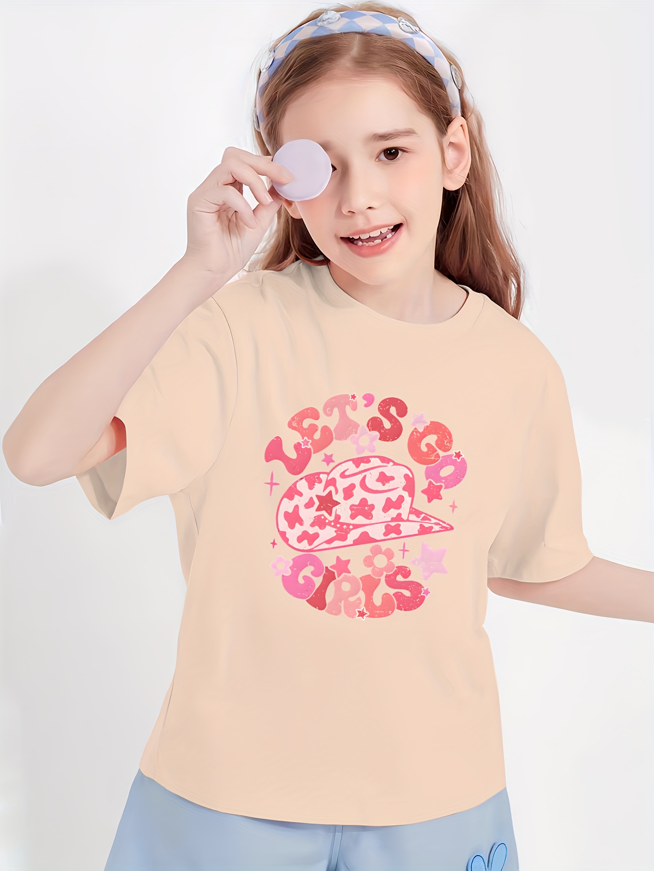 Girls Trendy T shirt Fashion Pattern Crew Neck Short Sleeve - Temu New Zealand