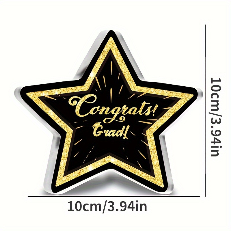 1pc Graduation Season Black And Golden Stars Happy Graduation Star ...