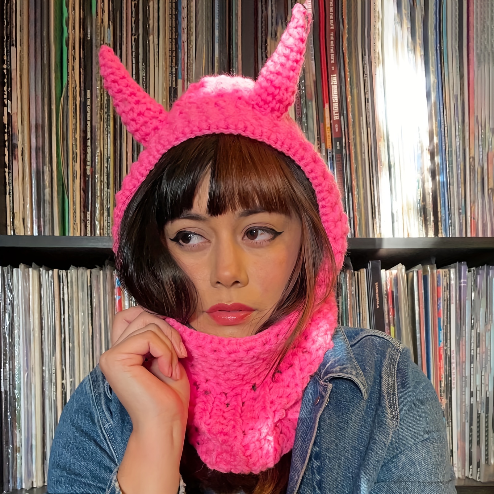 fashionable devil horns knit beanie unisex winter warm - Temu