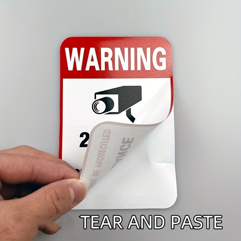 6pcs/10pcs Tear And Stick Video Surveillance Logo Stickers -24 Hour ...