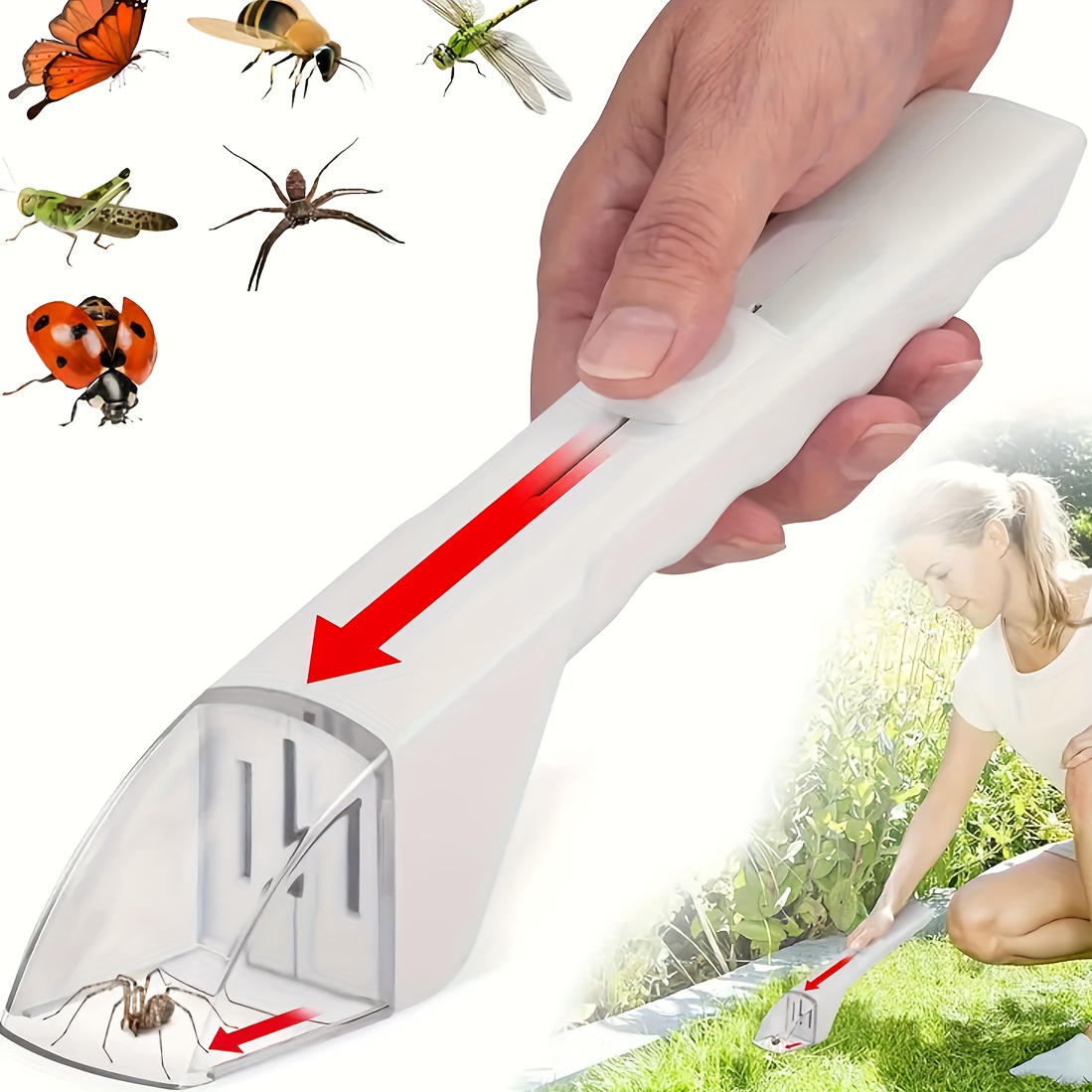 Handheld Bug Catcher Vacuum Easy to Use Insect Trap for Flies Bees Spiders Chemical Free Manual Operation Safe Outdoor