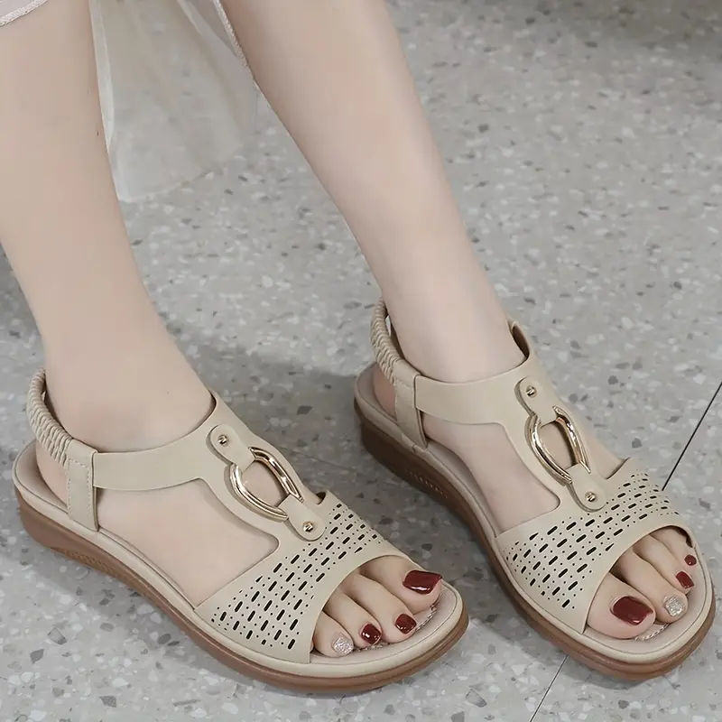 Womens Hollow Design Flat Sandals Casual Open Toe Summer Temu Canada
