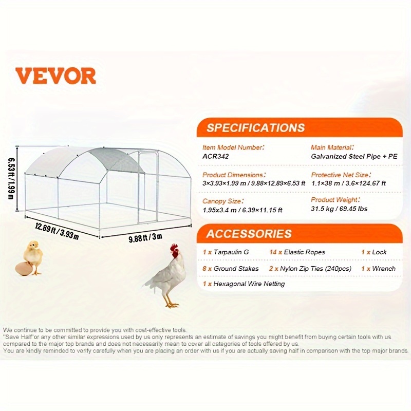 Large Metal Chicken Coop Walk In Yard Waterproof - Temu