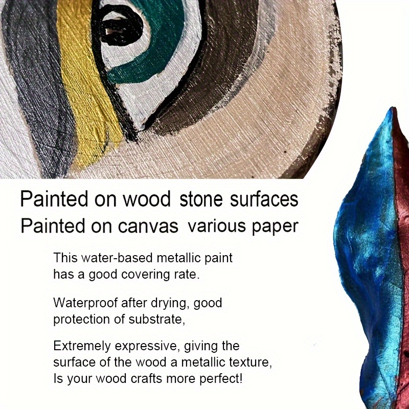 6 Colors Metallic Acrylic Paint Set 2 Brushes Art Supplies - Temu