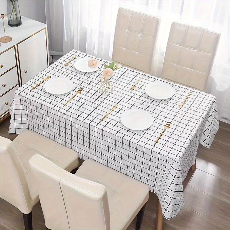 Simple Tablecloth Plaid Waterproof Oil proof Tablecloth - Temu United ...