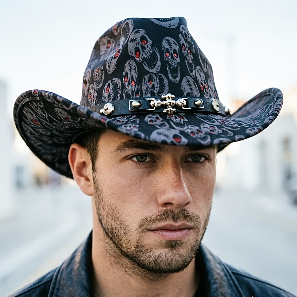 skull cowboy hat sold on Temu United States