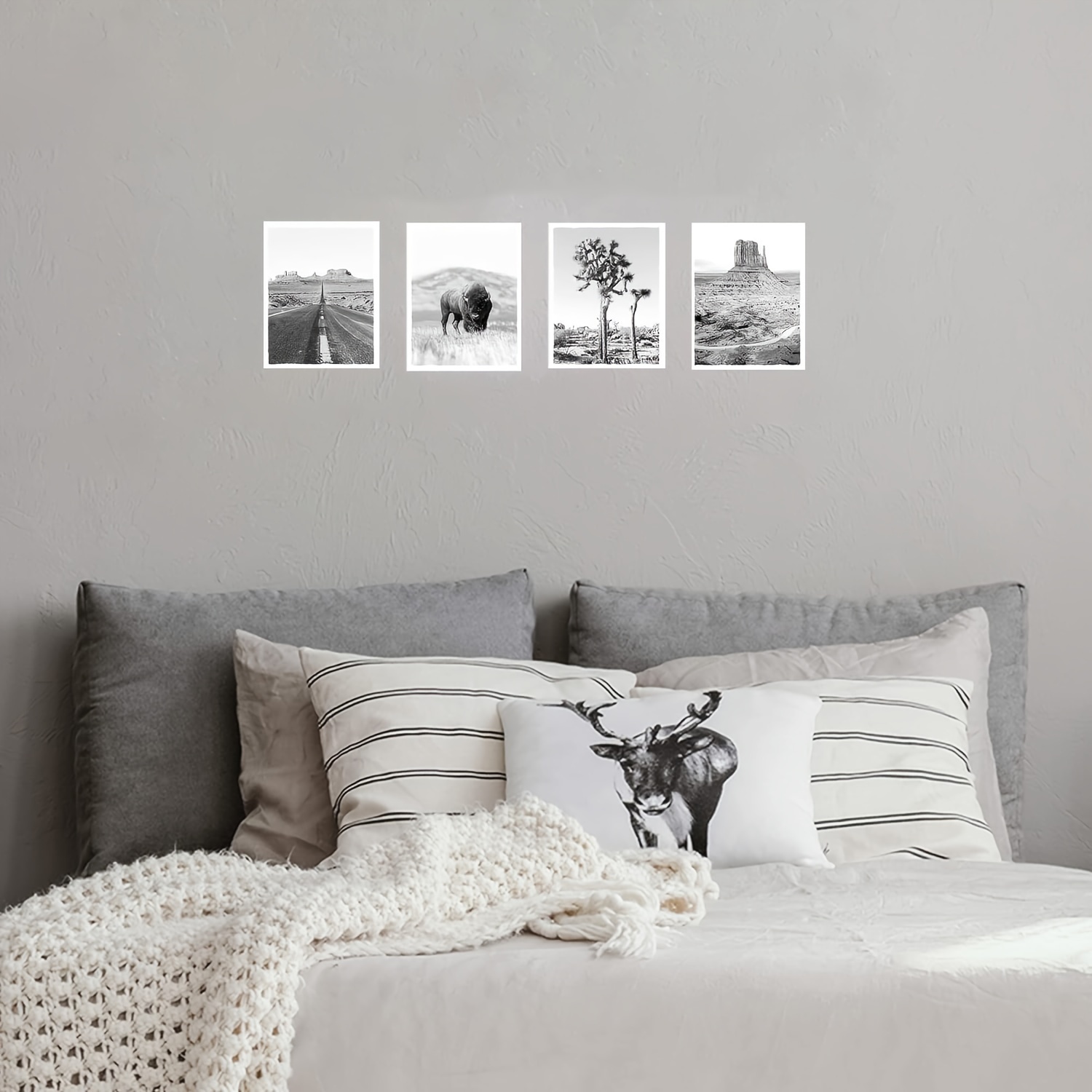 Ensemble 4 Tableaux Encadrés Représentant Paysages - Temu France