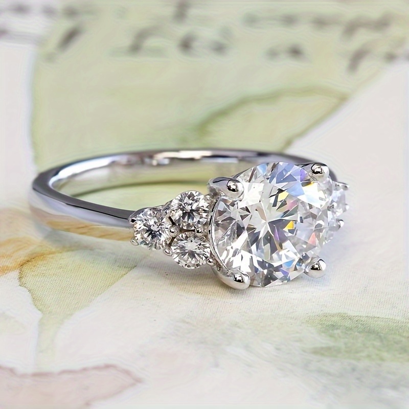 Brilliant Shiny Zircon Finger Ring Anniversary Wedding - Temu United ...