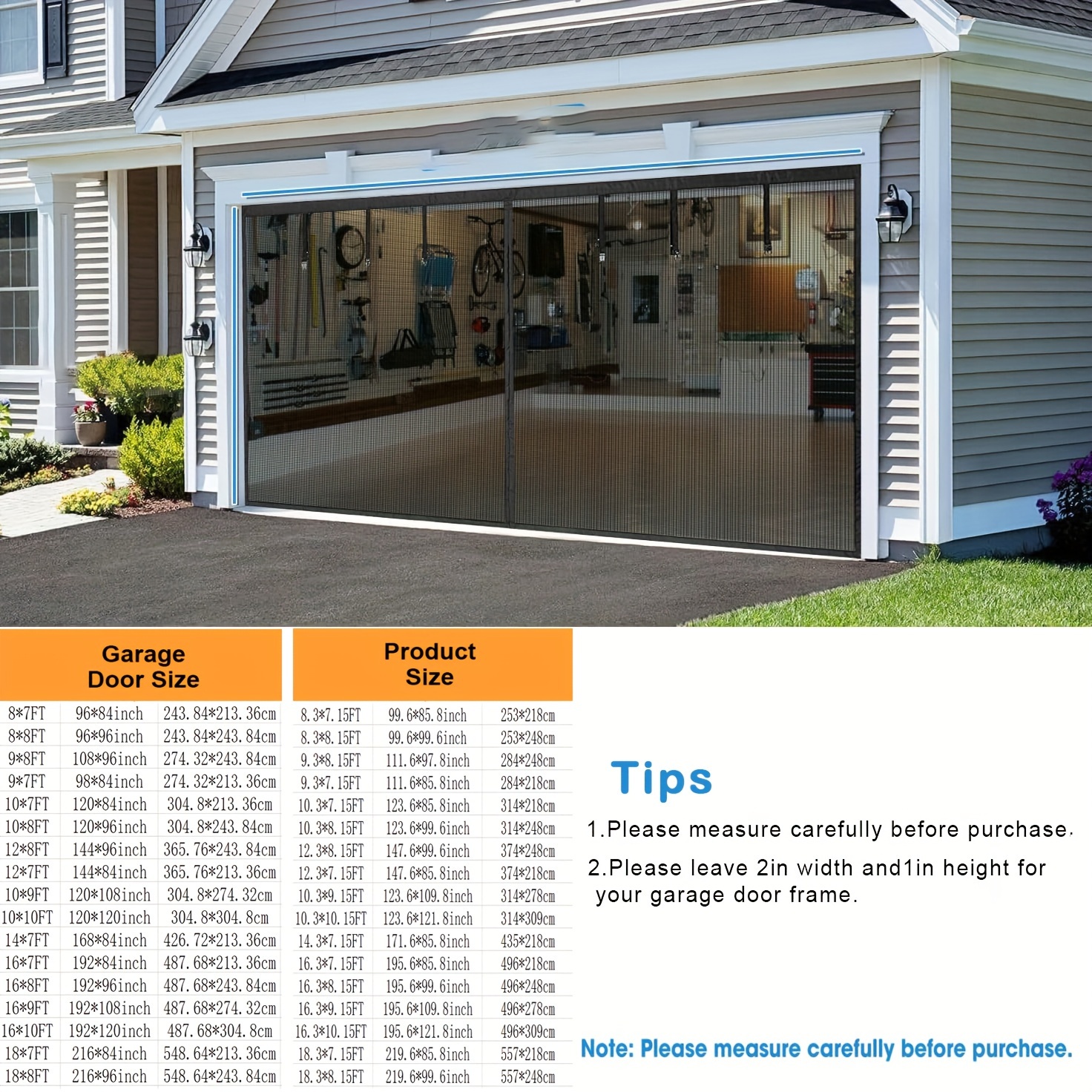 Garage Door Screen Garage Screen Doors Reinforced Garage - Temu