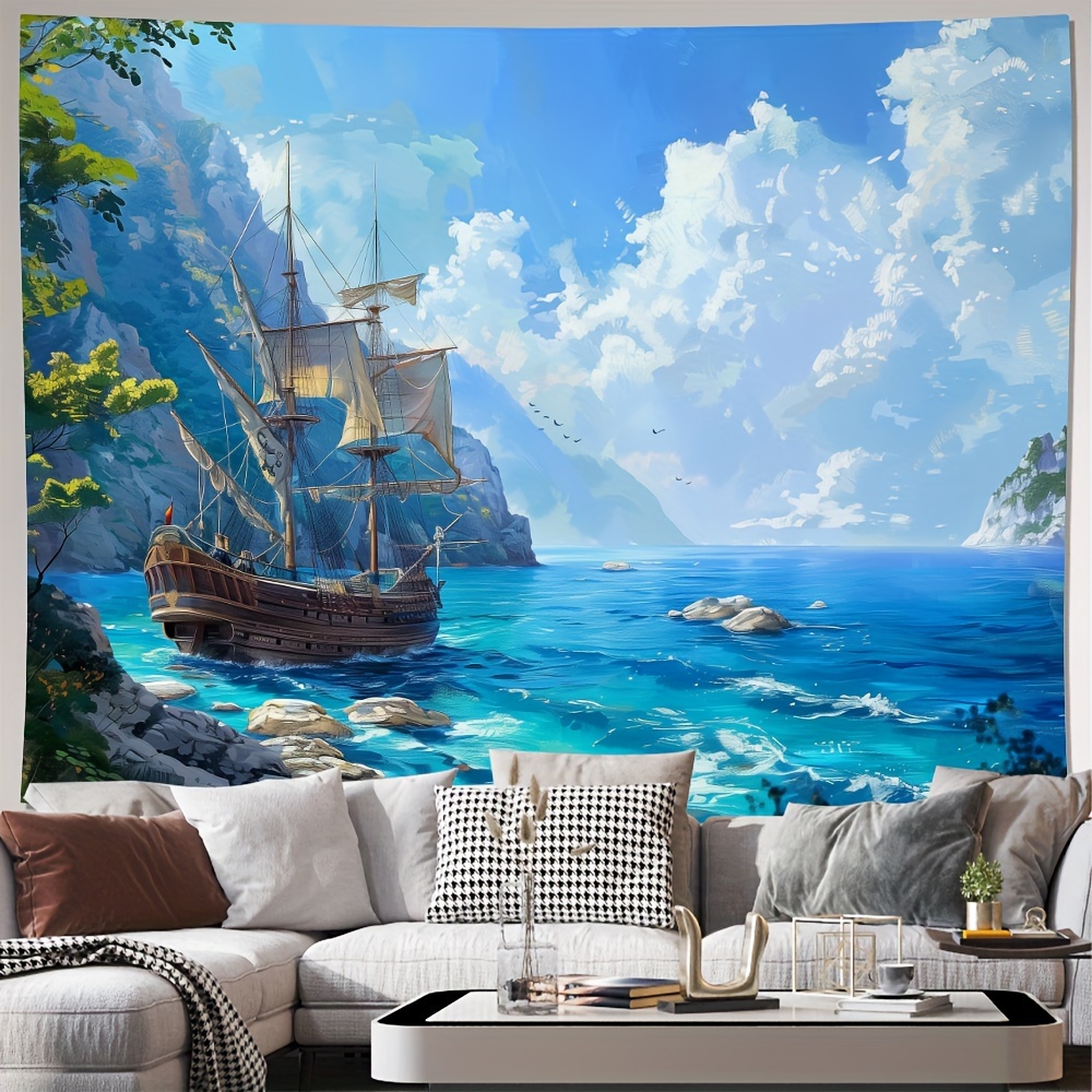 Vintage Pirate Ship Wall Tapestry: Add A Touch Adventure - Temu