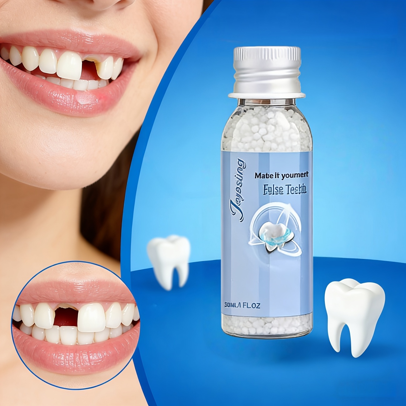 moldable false teeth sold on Temu United States