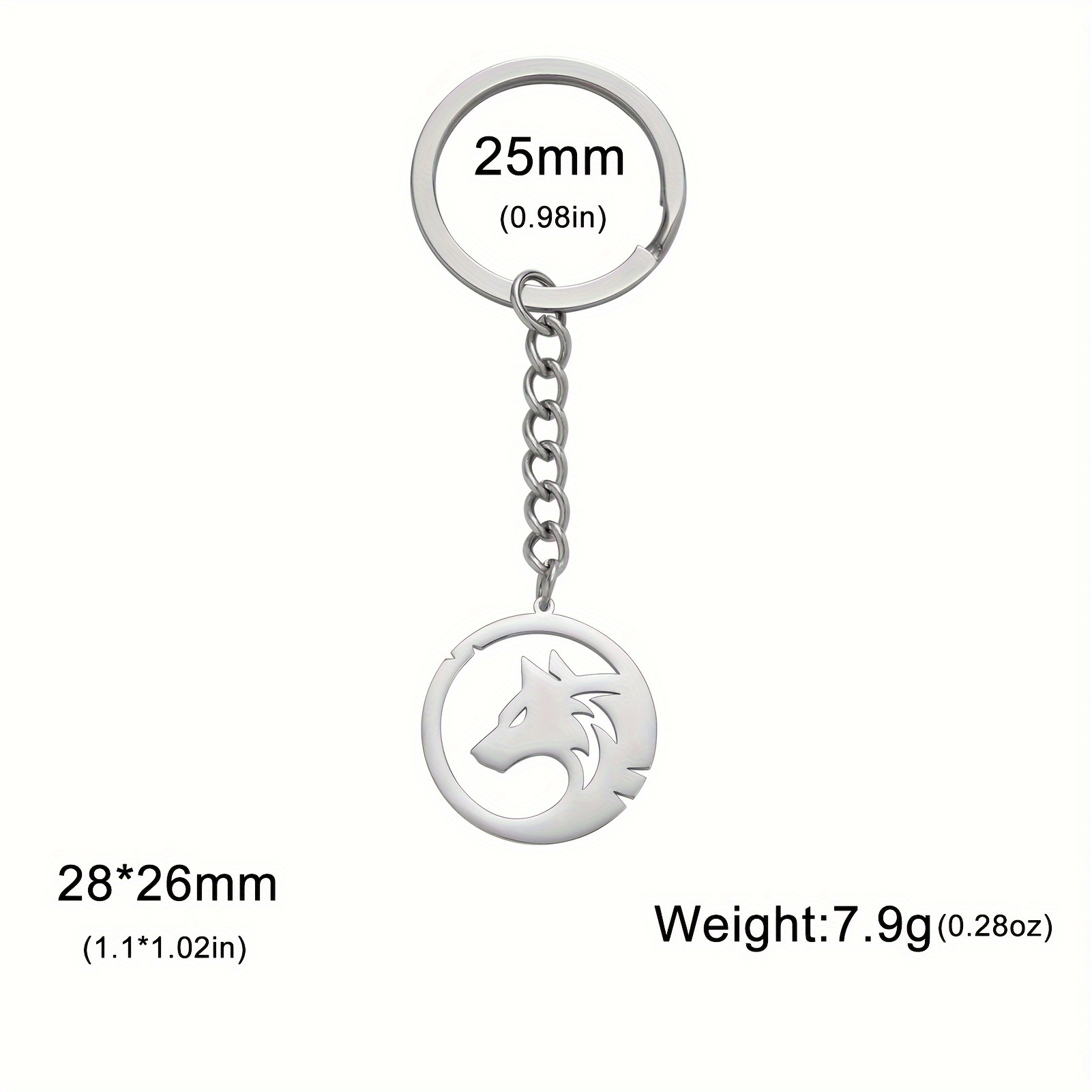 1pc hollow circle ring wolf head animal key chain for men fashion ...