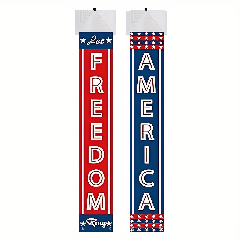 Red blue Freedom America Pattern Independence Day Door Flags - Temu New ...