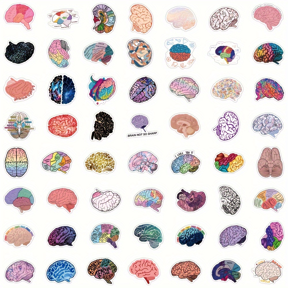 Brain themed Vinyl Stickers Reusable Cartoon Decals Laptop - Temu