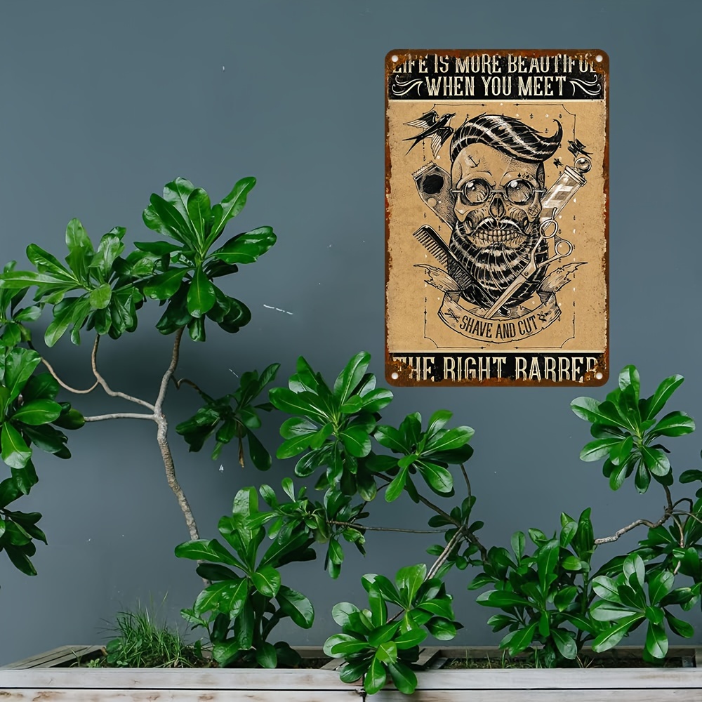 Vintage Barber Shop Metal Sign Wall Art, Uv Printed Aluminum Decorative ...