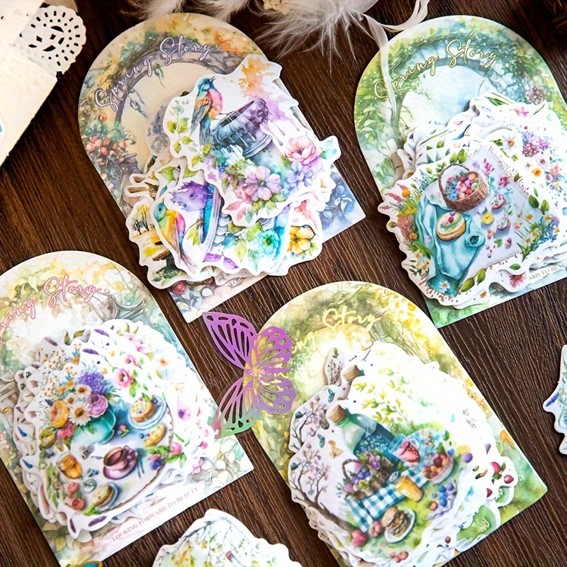 Cute Colorful Stickers Plants Flowers Birds Butterfly - Temu Australia