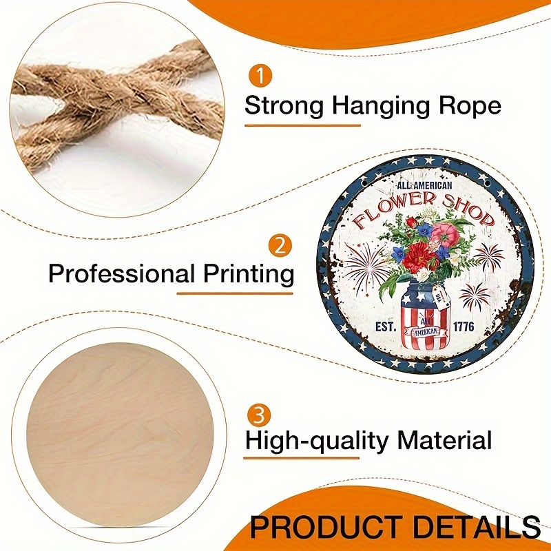 Wooden Hang Tag Sign American Floral Mason Jar Garland Sign - Temu