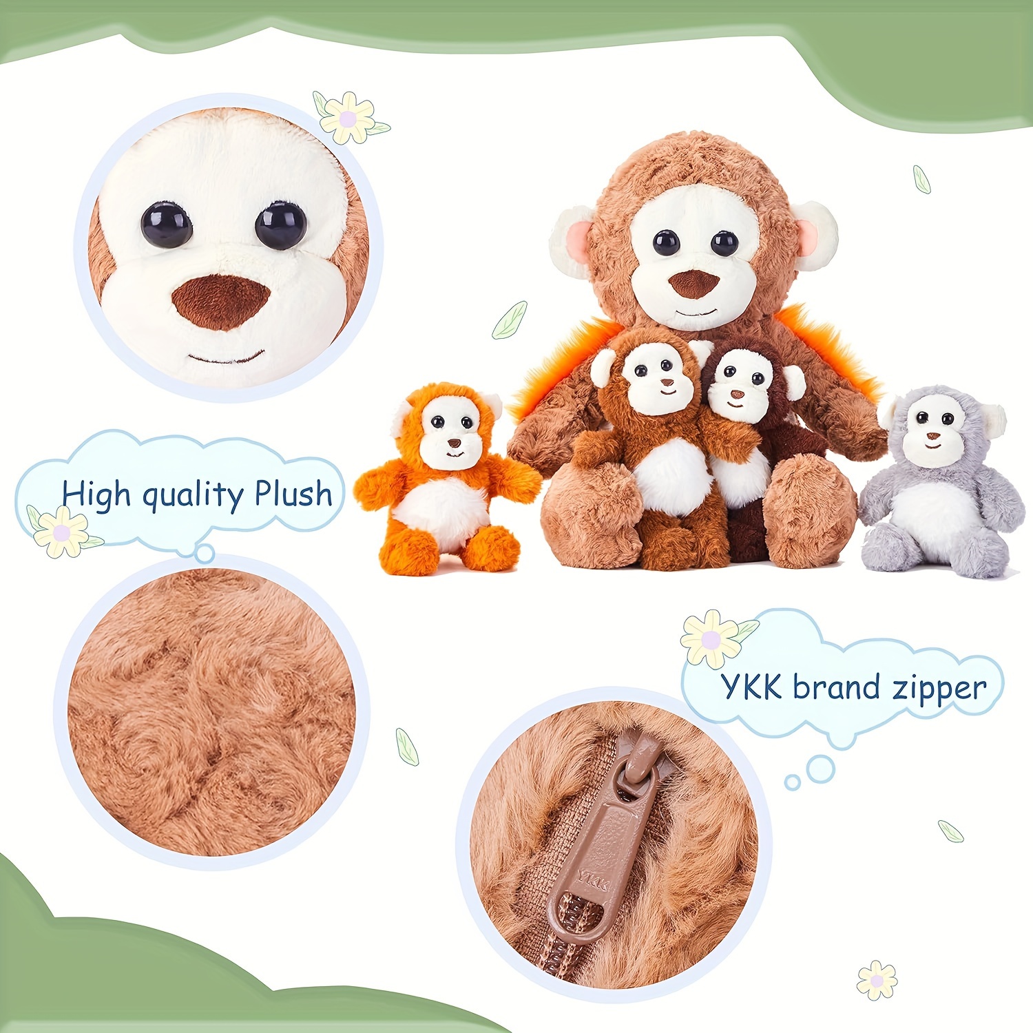 mommy monkey stuffed animal mom baby plush toy cute - Temu