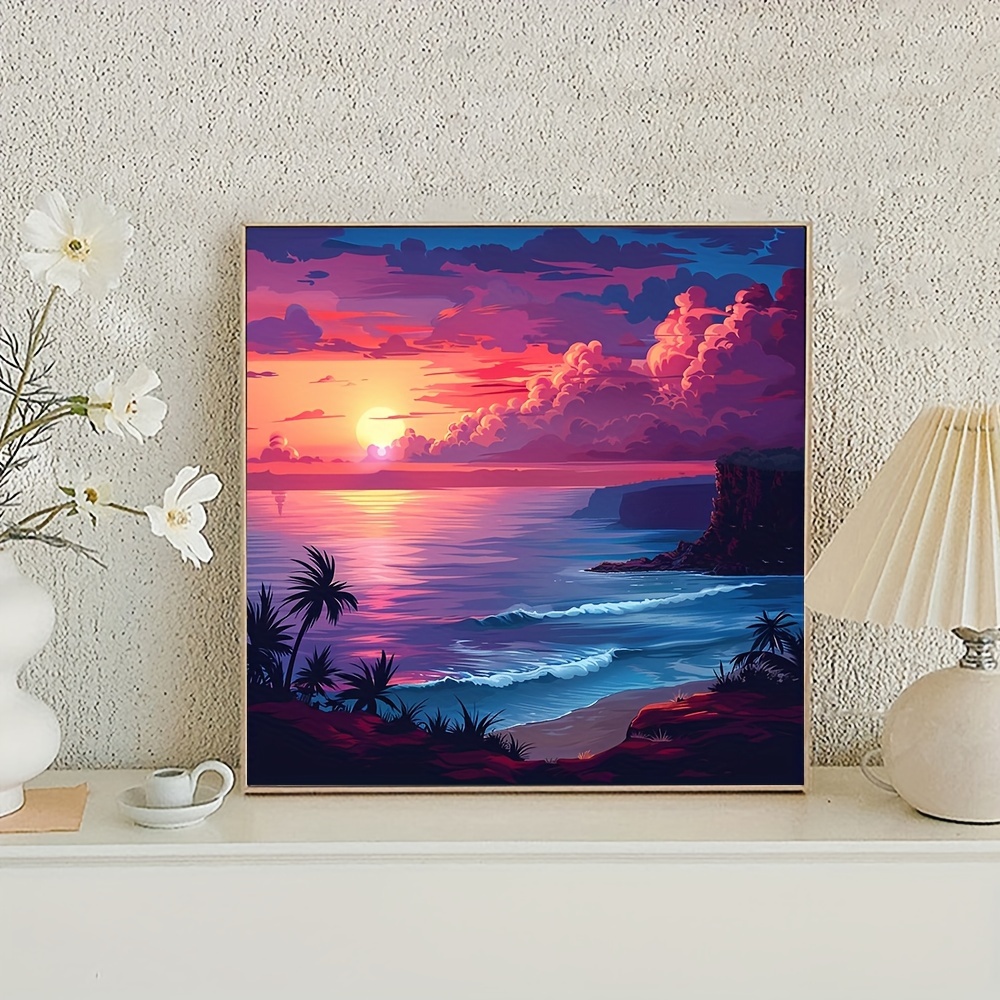 Diy 5d Diamond Painting Kit - Beautiful Beach Scene, 15.7x15.7 Inch ...