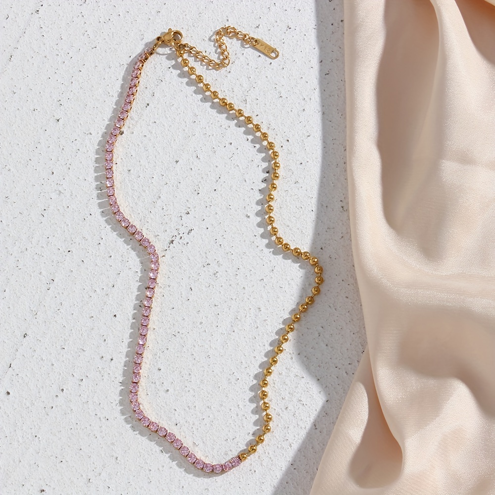 Stainless Steel Women's Zircon Tennis Chain Splicing - Temu United Kingdom