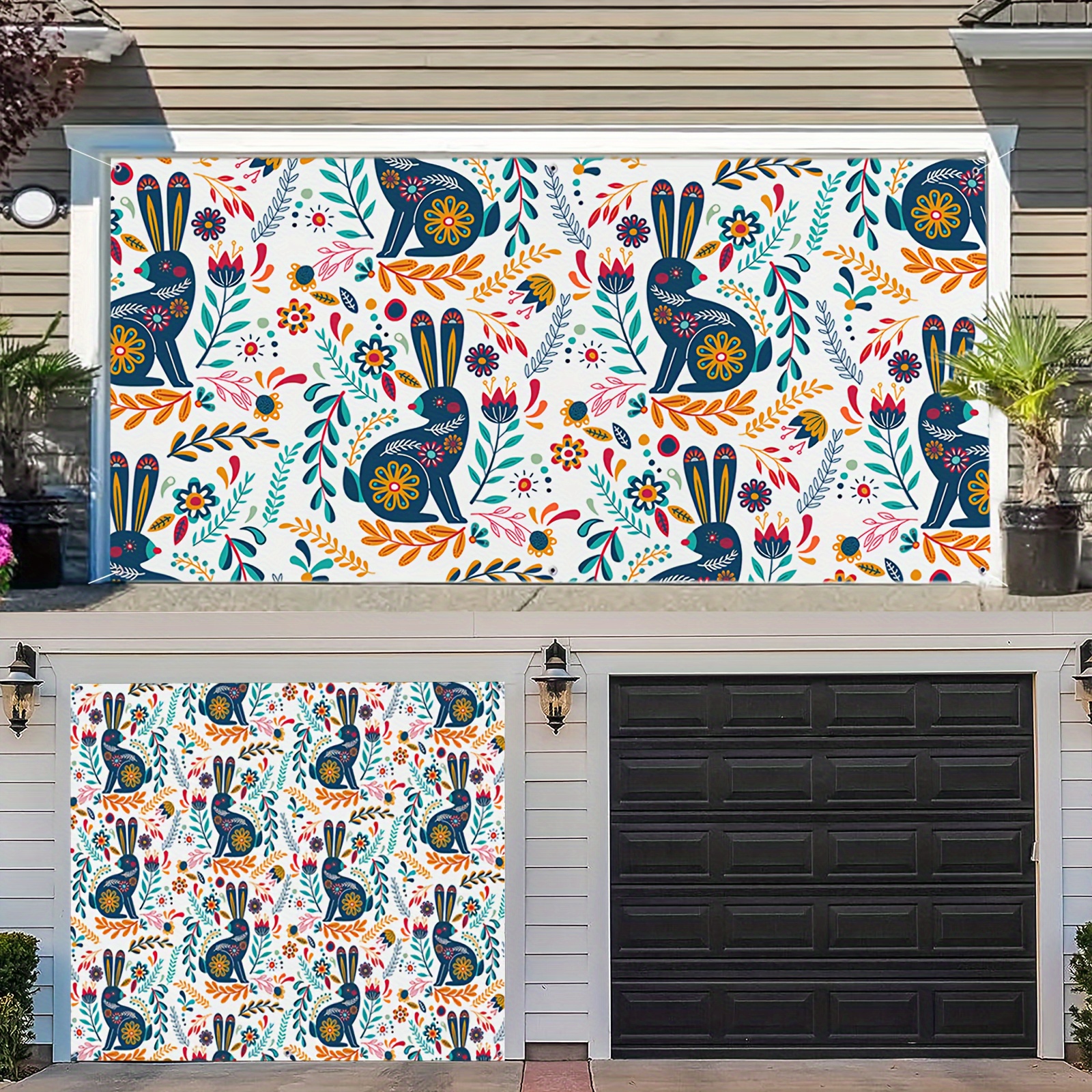 vibrant easter bunny garage door banner navy blue colorful - Temu Canada