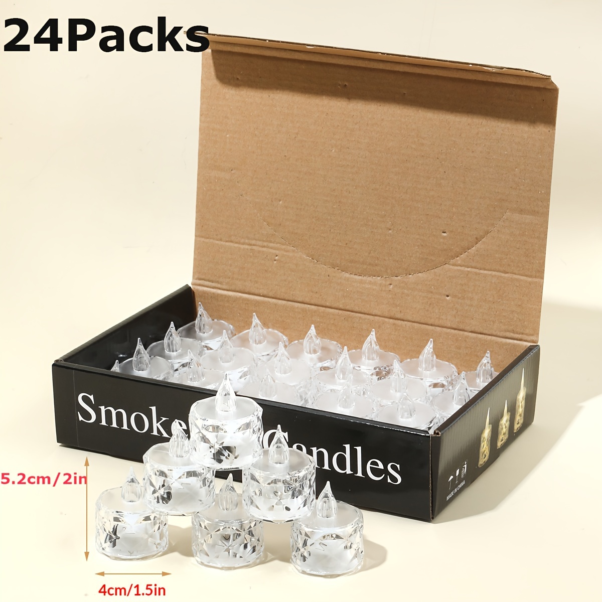 24pcs Crystal Pattern Simulation Led Candle Lights Indoor Desktop ...