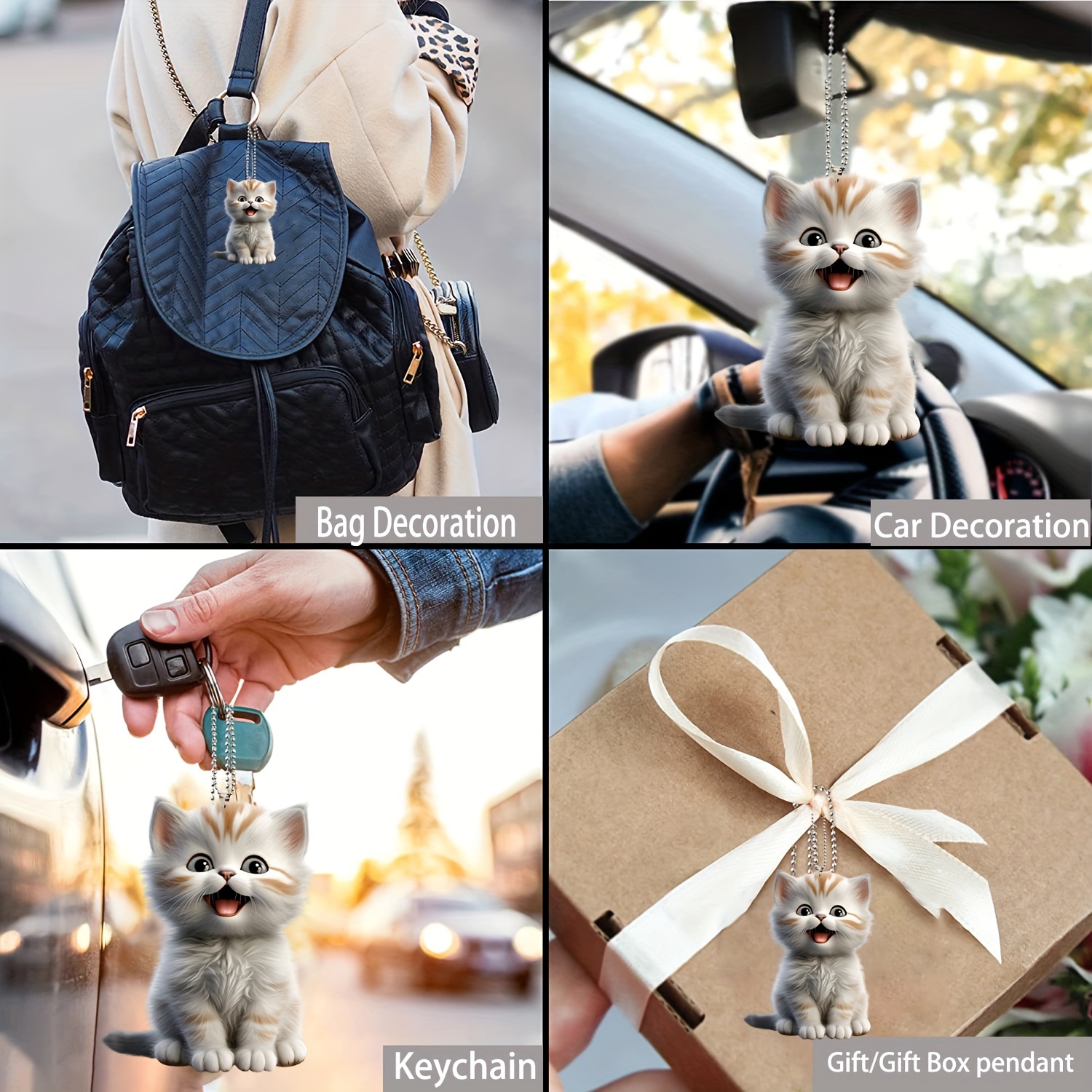 2d acrylic cute cat kitten car interior holiday - Temu Canada