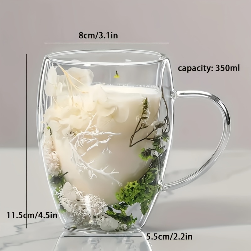 Dried Flowers Inside Glass Coffee Mug Double walled Espresso - Temu Canada