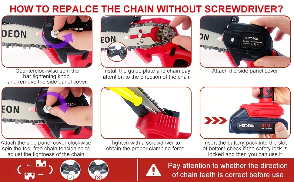 Mini Chainsaw Cordless (4 Chains) 21v Portable Electric - Temu