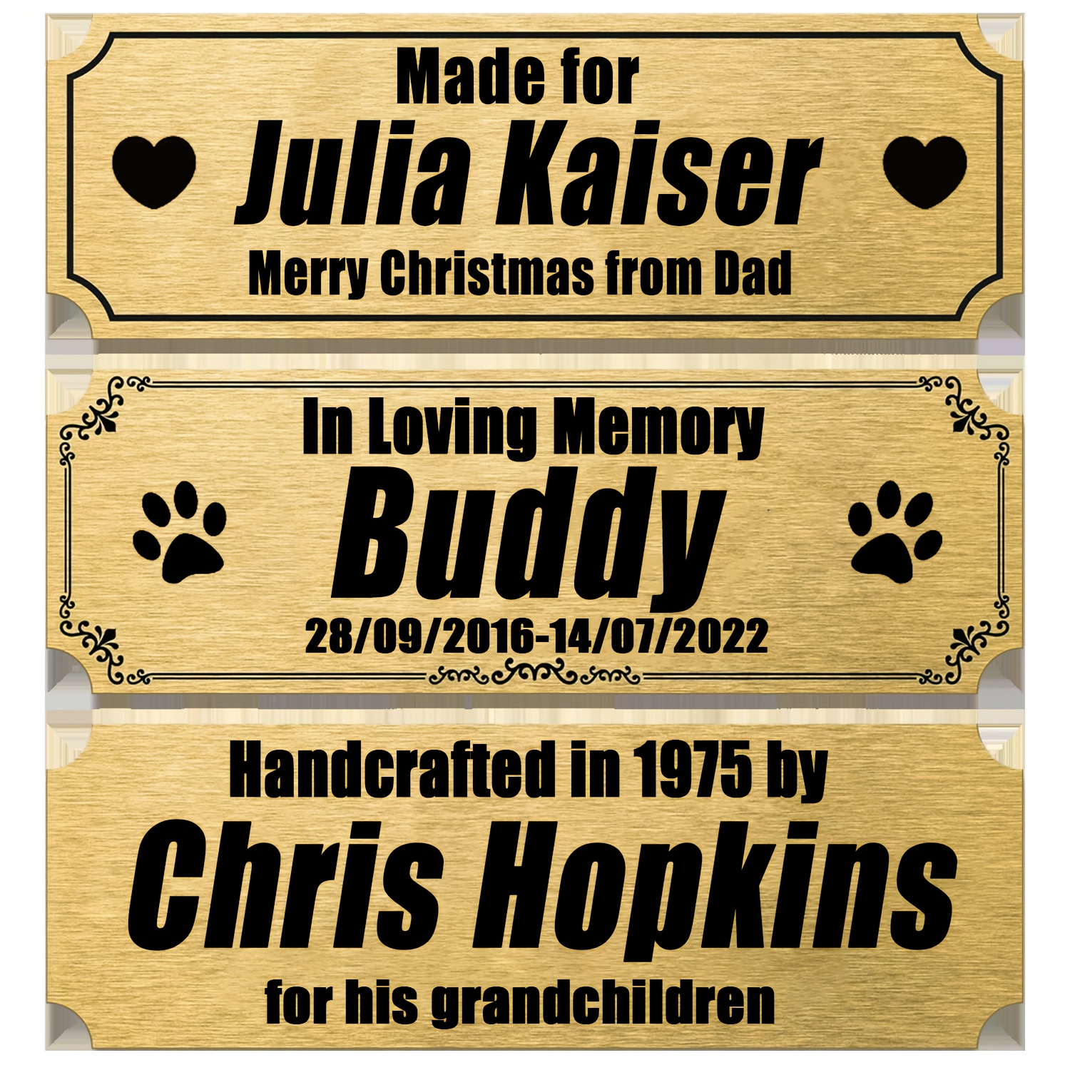 custom name plates sold on Temu United States