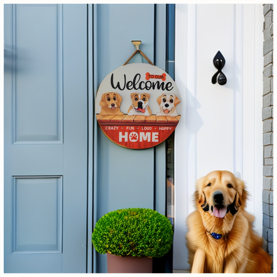 Large Dog Welcome Home Sign Front Door Interchangeable - Temu