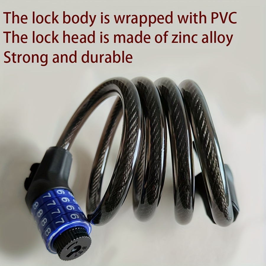 4-digit Combination Cable Lock, Brushed Finish, Mechanical Knob Control ...