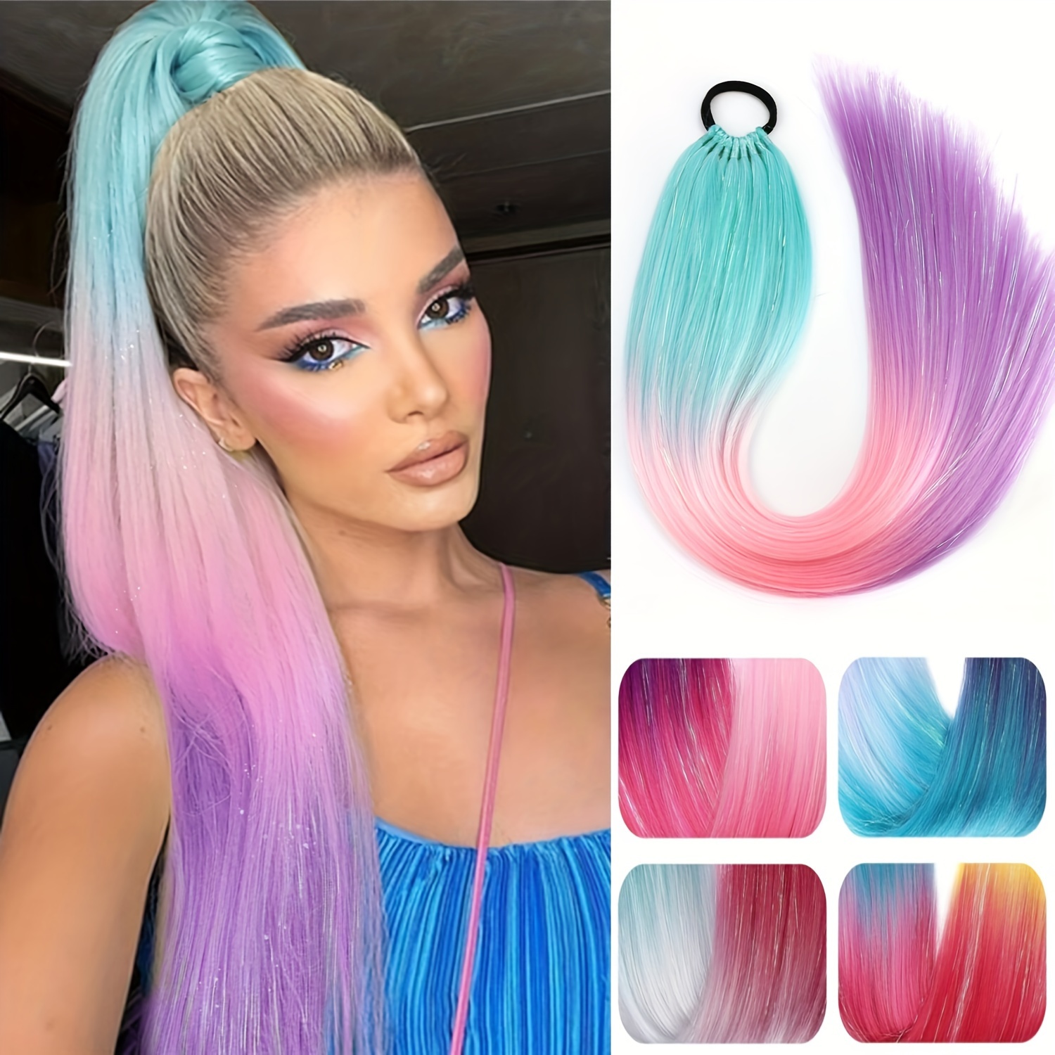 Rainbow Hair Ponytail