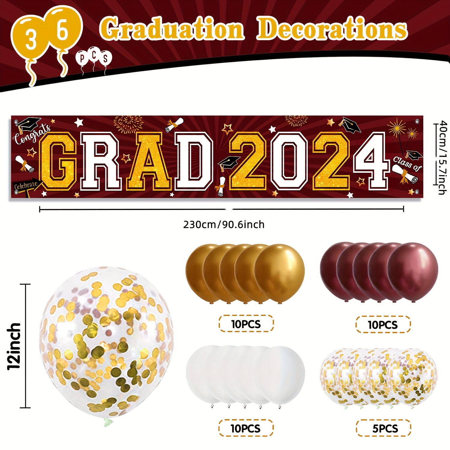 Congrats Grad Banner Balloon Graduation Decorations 2024 - Temu United ...
