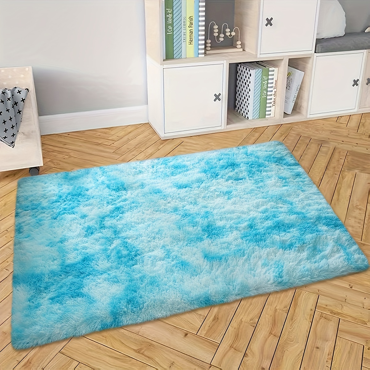 Ultra soft Tie dye Blue Plush Rug Non slip Durable - Temu