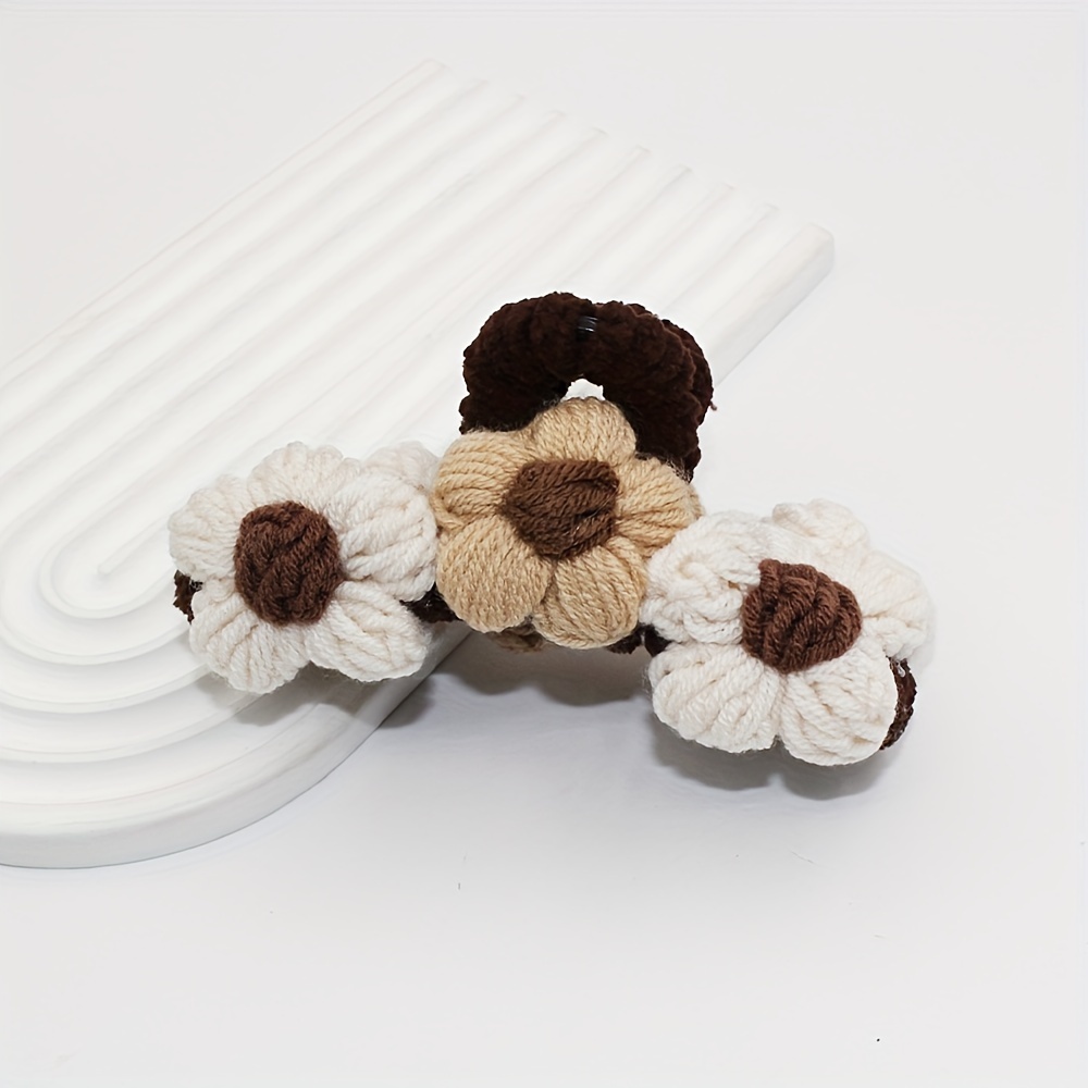 Elegant Knitted Flower Woolen Decorative Hair Claw Clip - Temu United ...